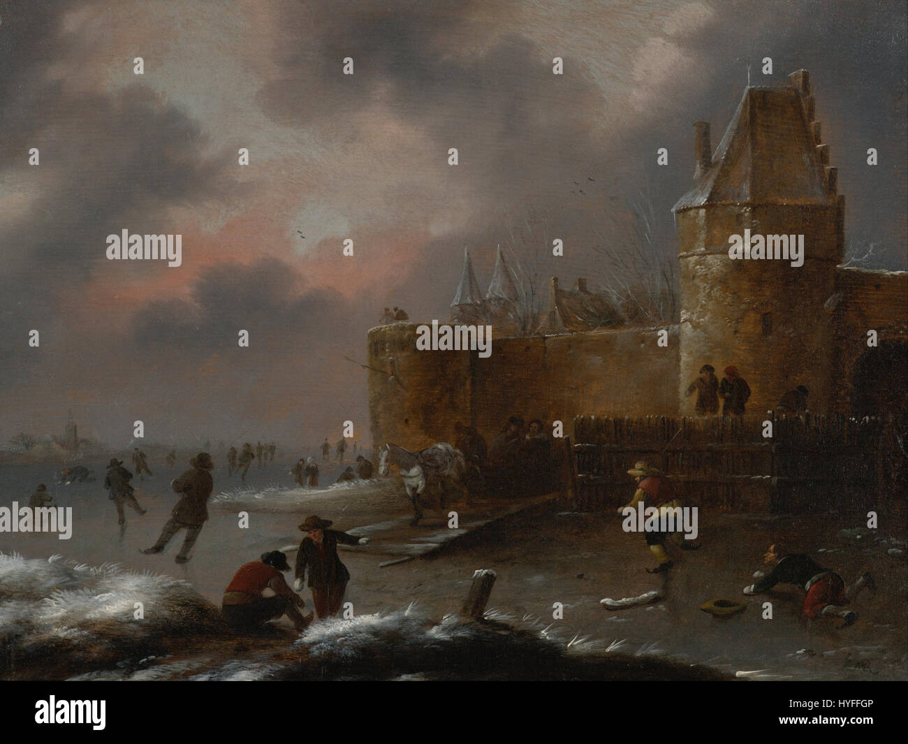 Klaes Molenaer’s 'Winter Landscape with Skaters' captures a typical ...