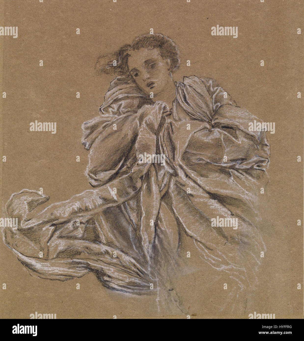 'Winter Study of Flying Drapery' by Edward Burne-Jones is a study of ...