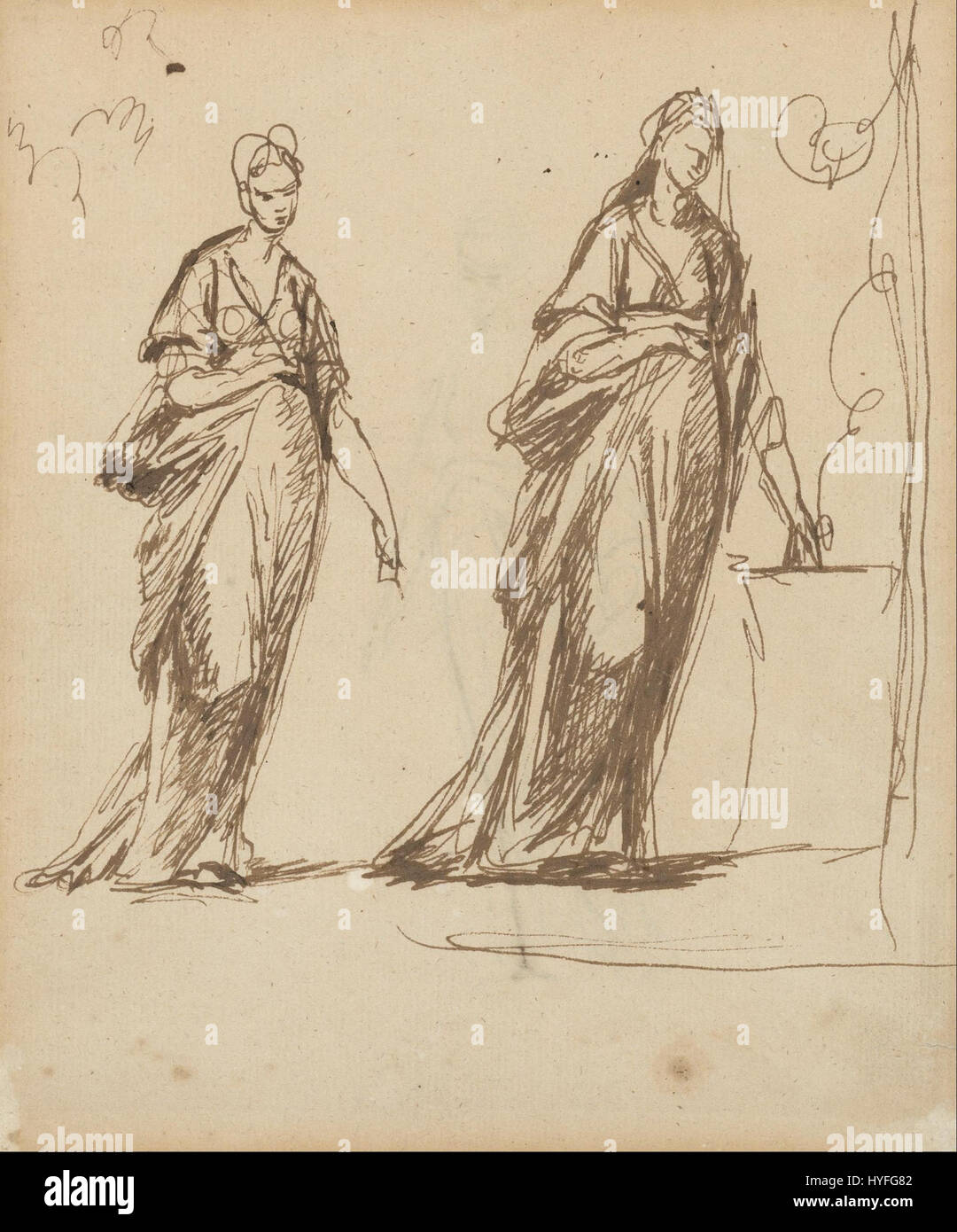 This painting by George Romney depicts two female figures, capturing ...