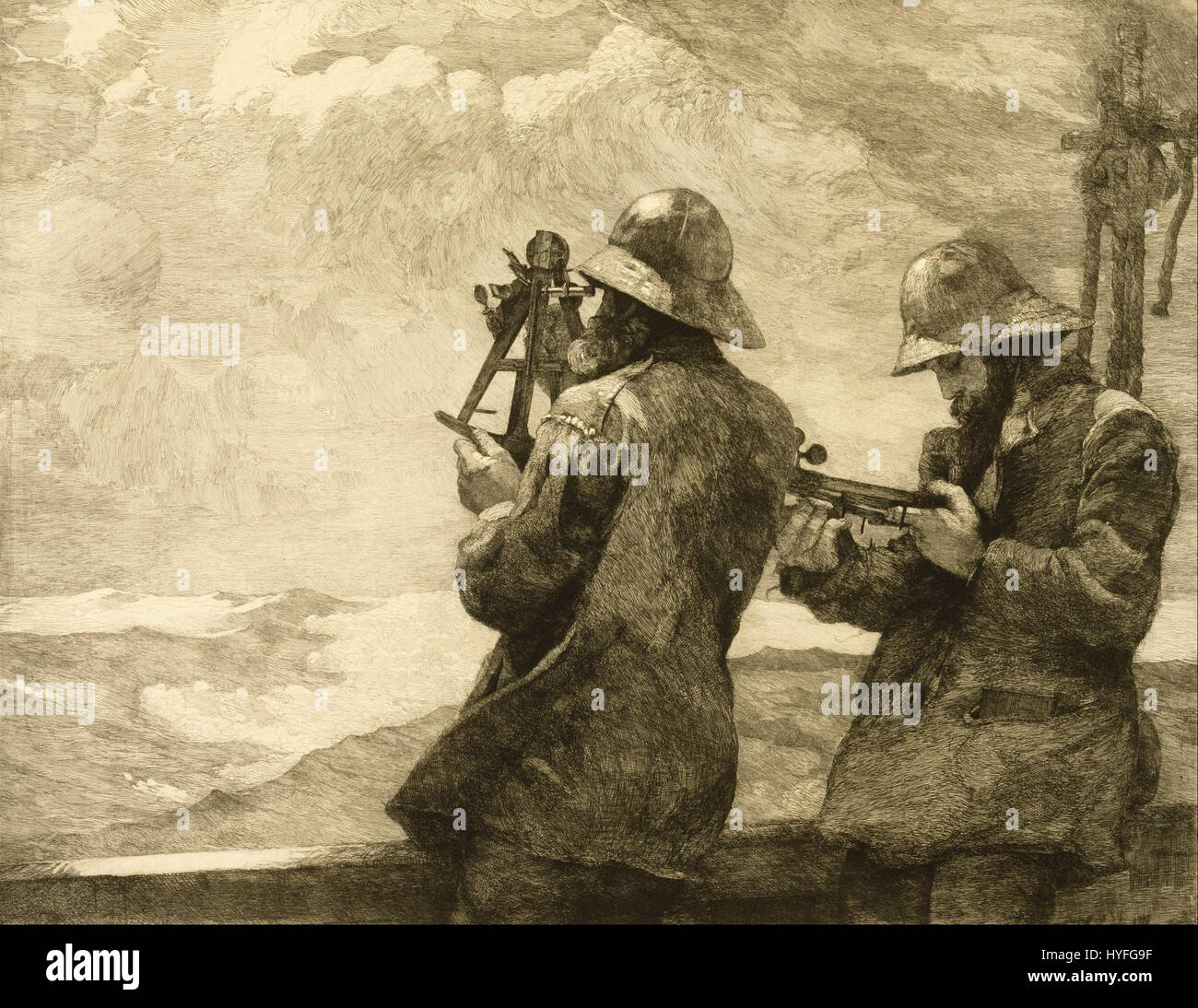 'Eight Bells' by Winslow Homer depicts a dramatic scene at sea, with ...