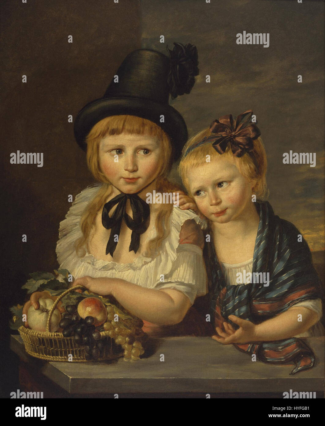 The painting by the Circle of Martin Drolling features two children ...