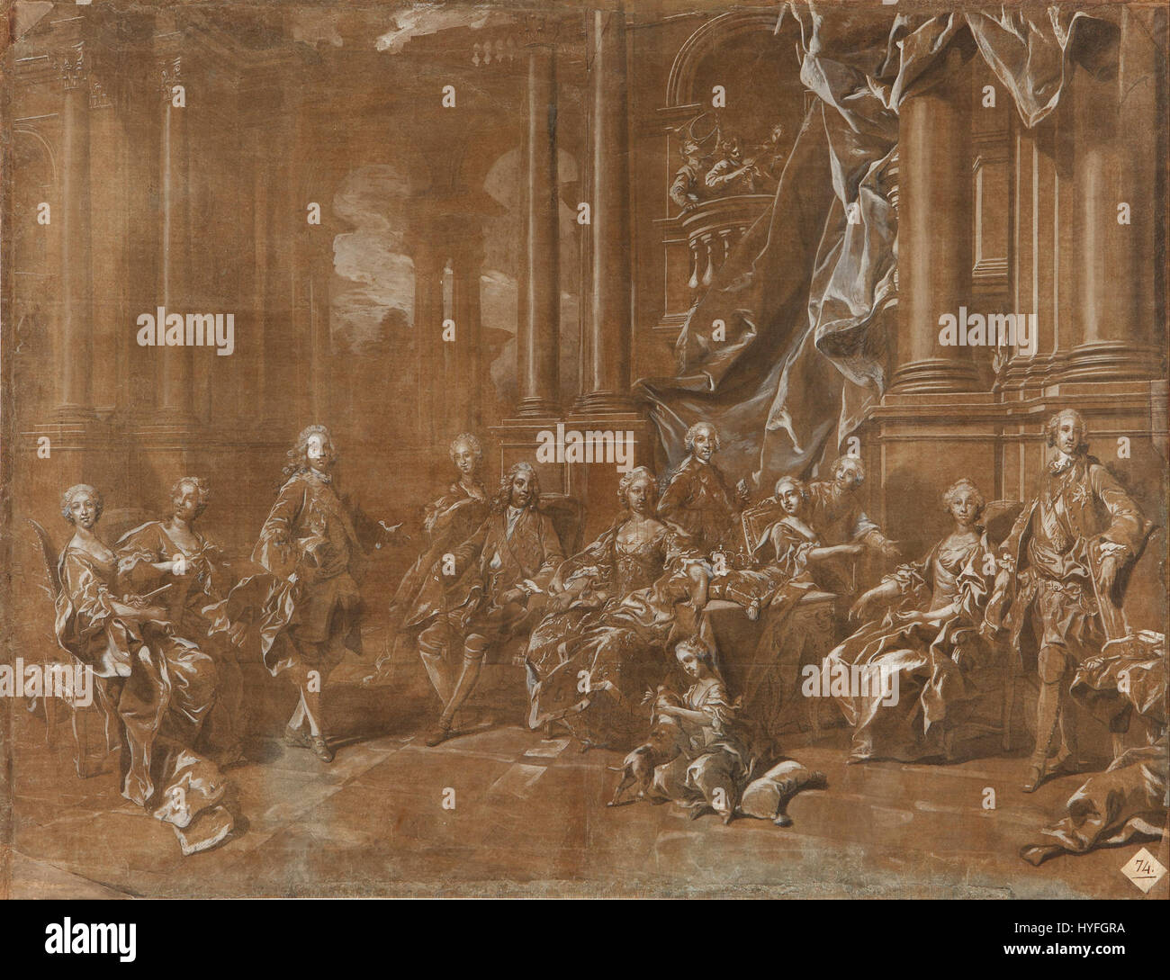 Louis Michel Van Loo's painting ‘La familia de Felipe V’ portrays the ...