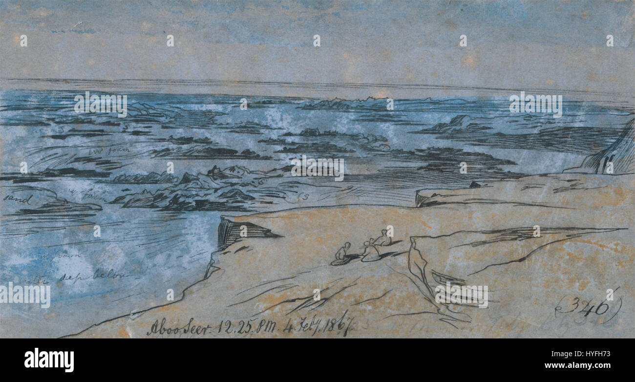Edward Lear’s 'Abu Seer' is an exotic landscape painting, capturing the ...