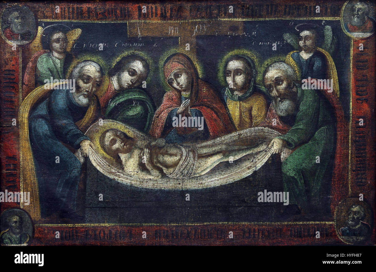 This painting shows a person lying upon a coffin, possibly indicating ...