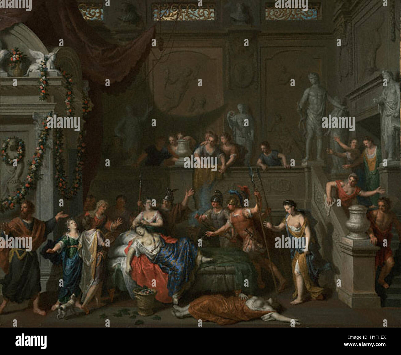 The Death of Cleopatra, painted by Gerard Hoet, portrays the tragic end ...