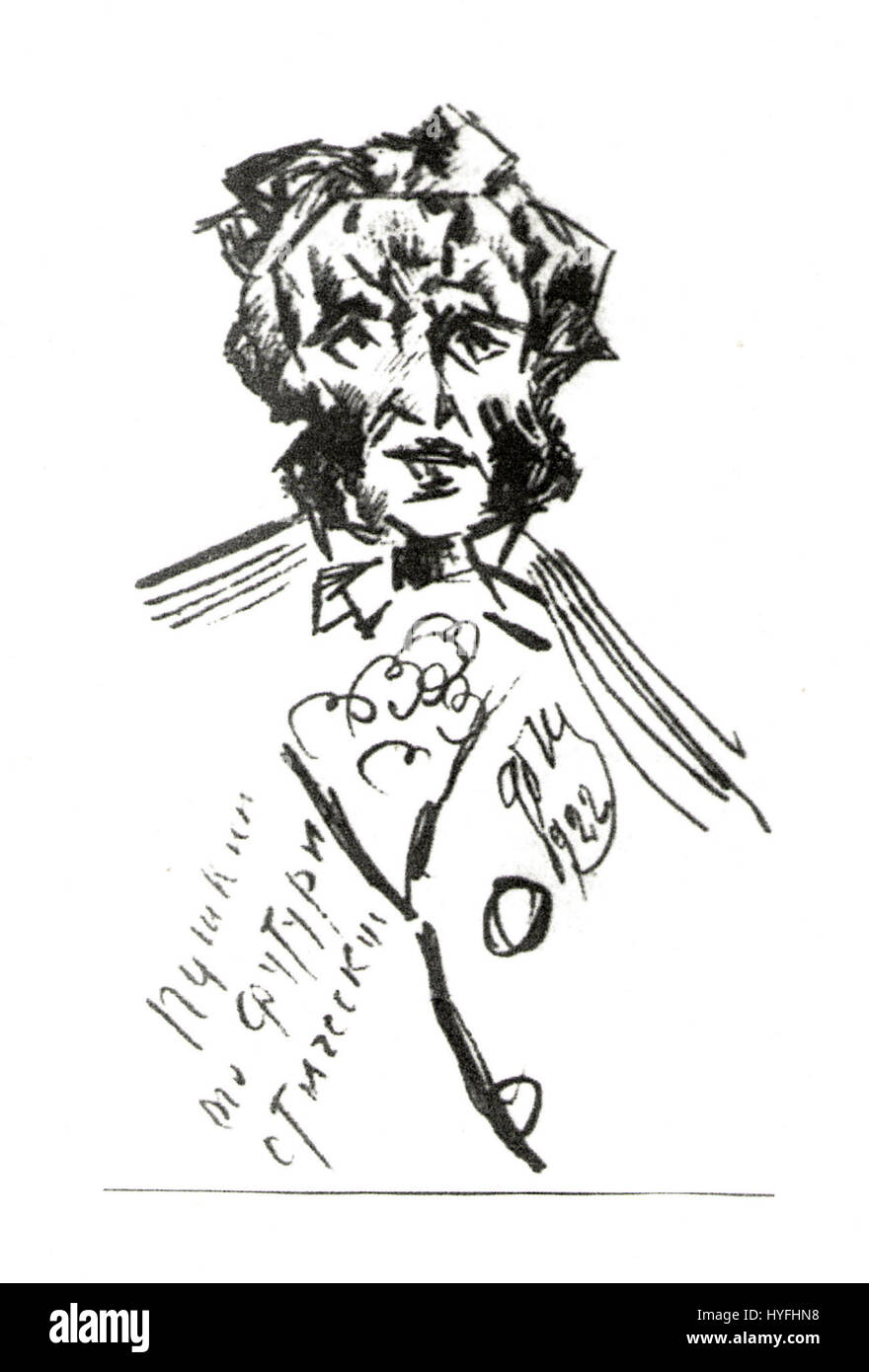 'Pushkin in the Futurist Manner' by F. Chaliapin (1922) is a portrait ...