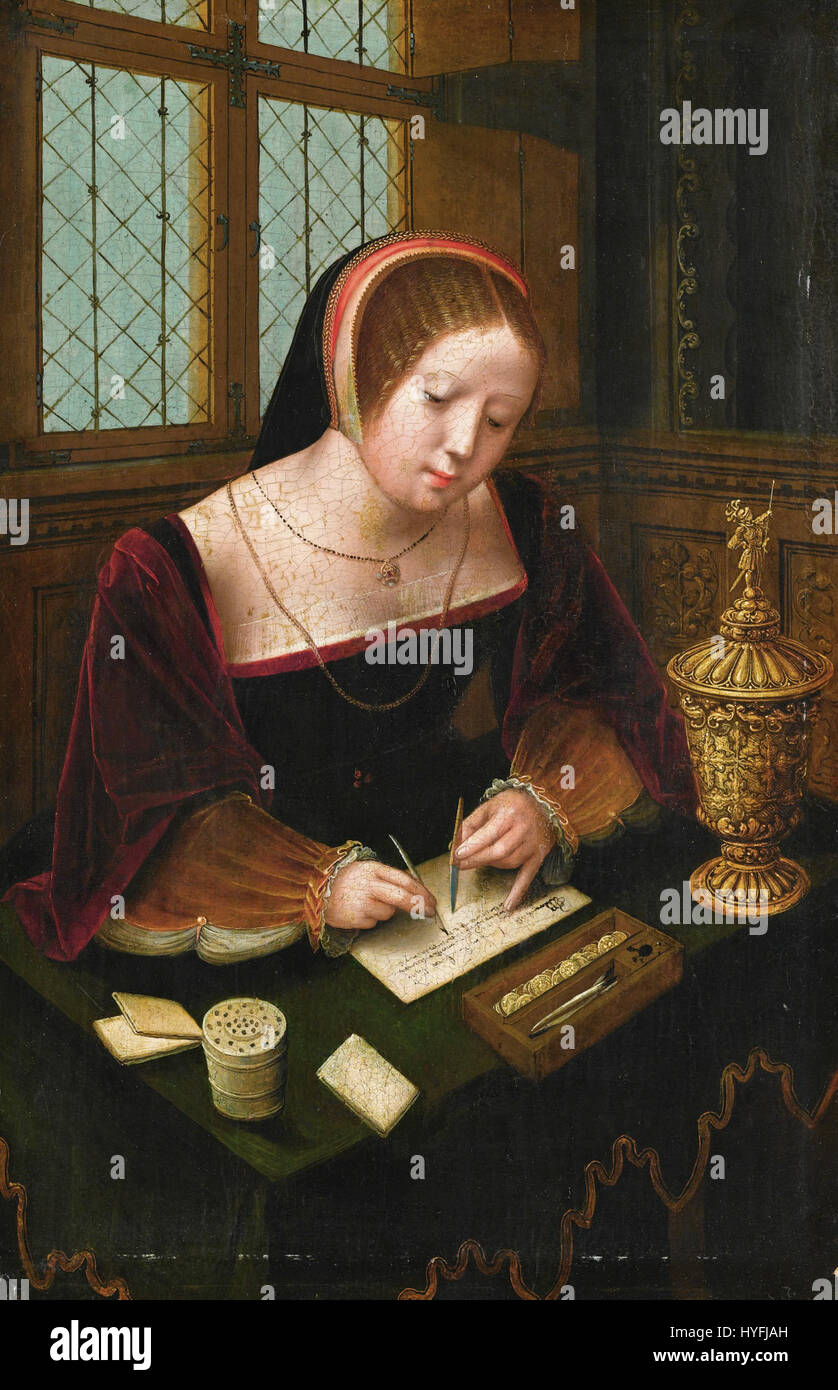 Lady writing oil painting hi-res stock photography and images - Alamy