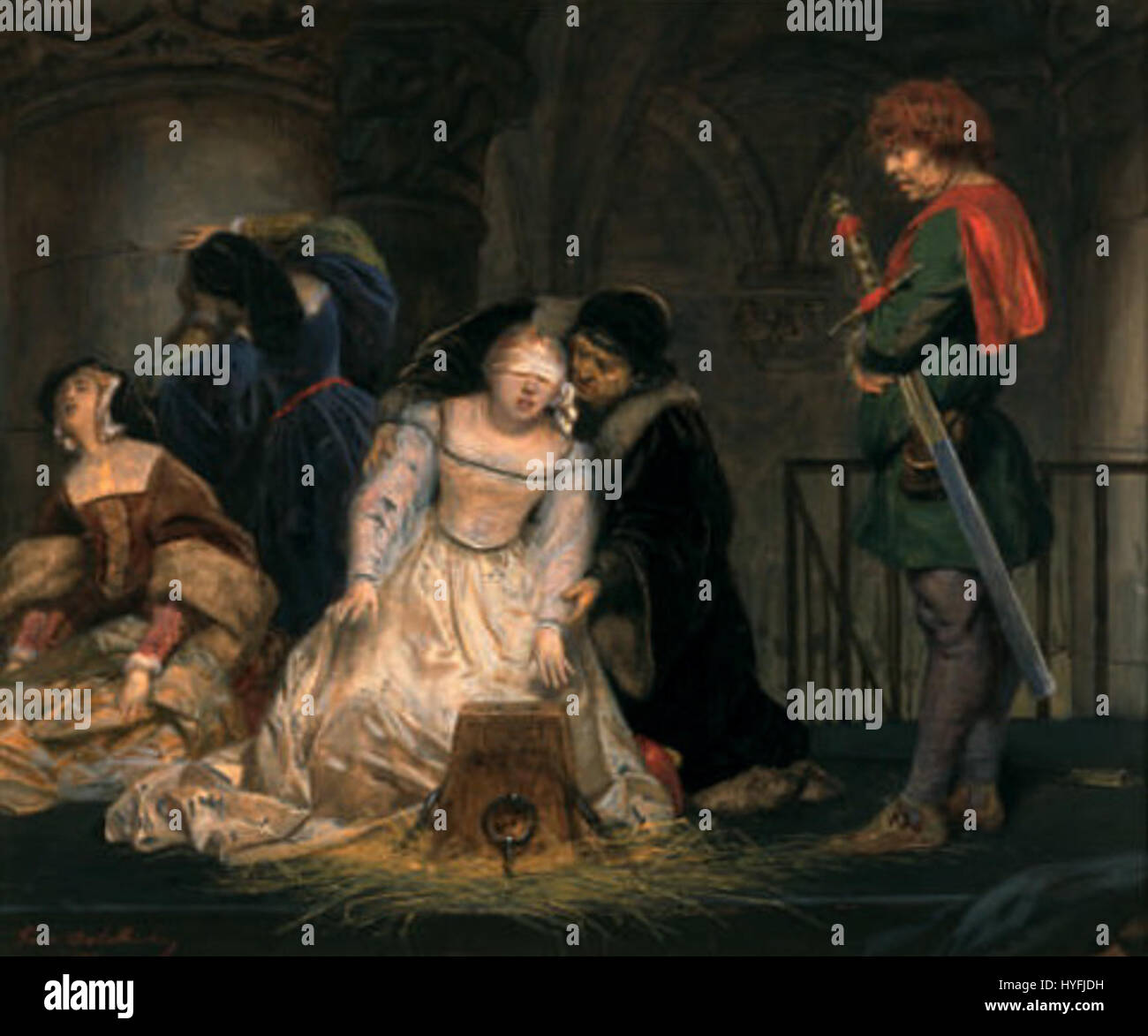 ‘Delaroche Study for Jane Grey’ is a preparatory sketch by French ...