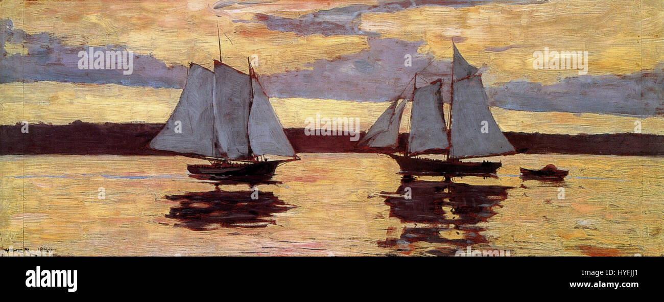 Winslow Homer's painting 'Mackerel Fleet at Dawn' (1884) depicts the ...