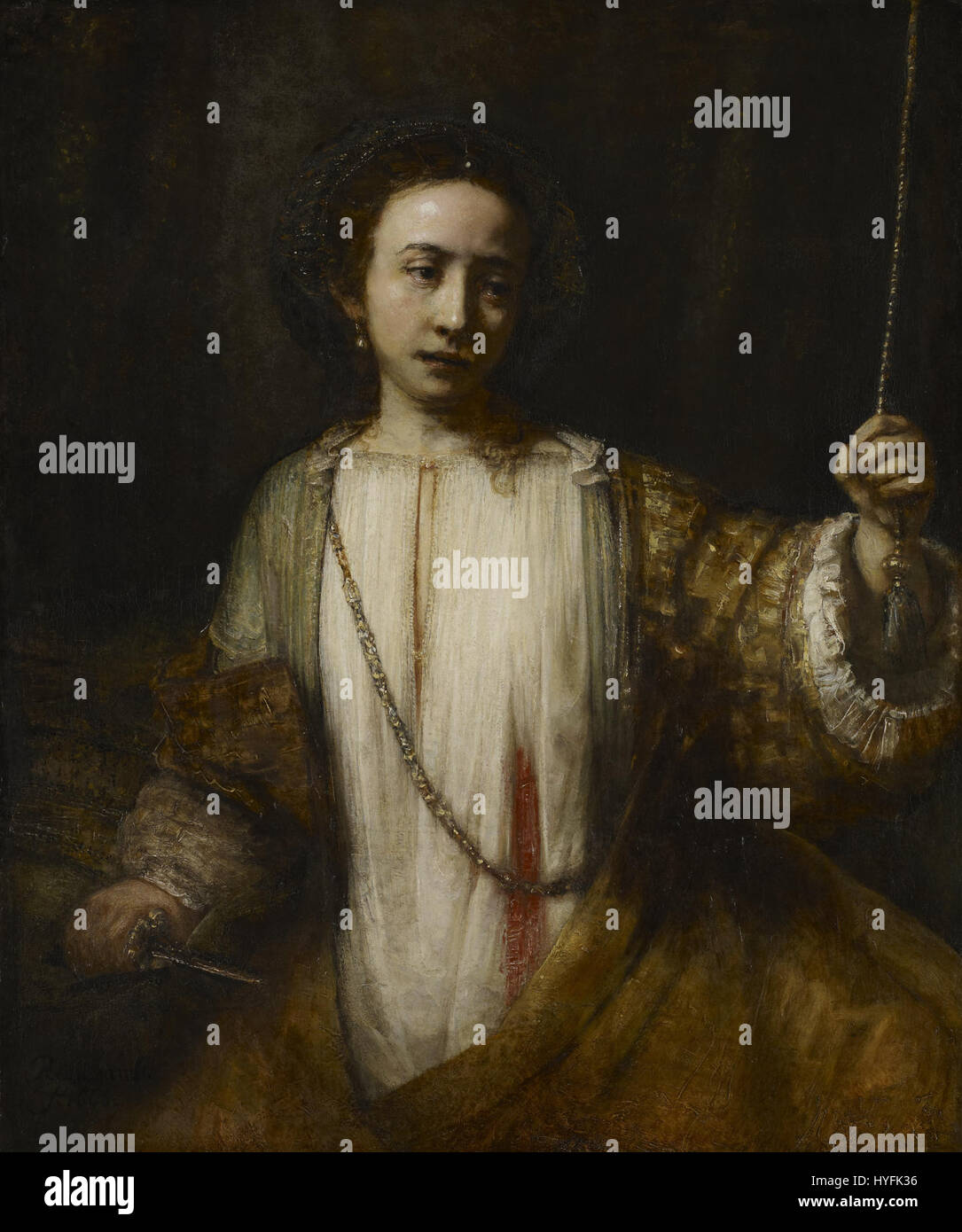 Rembrandt's 'Lucretia' is a famous painting portraying the tragic Roman ...