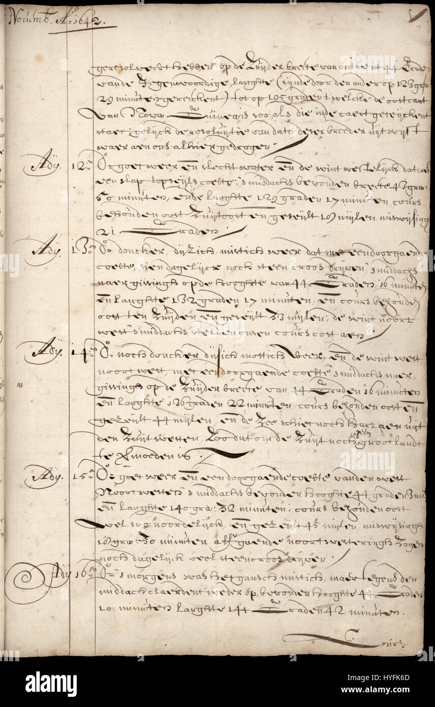 This document, 'Scheepsjournaal' by Abel Tasman, dates back to the 17th ...