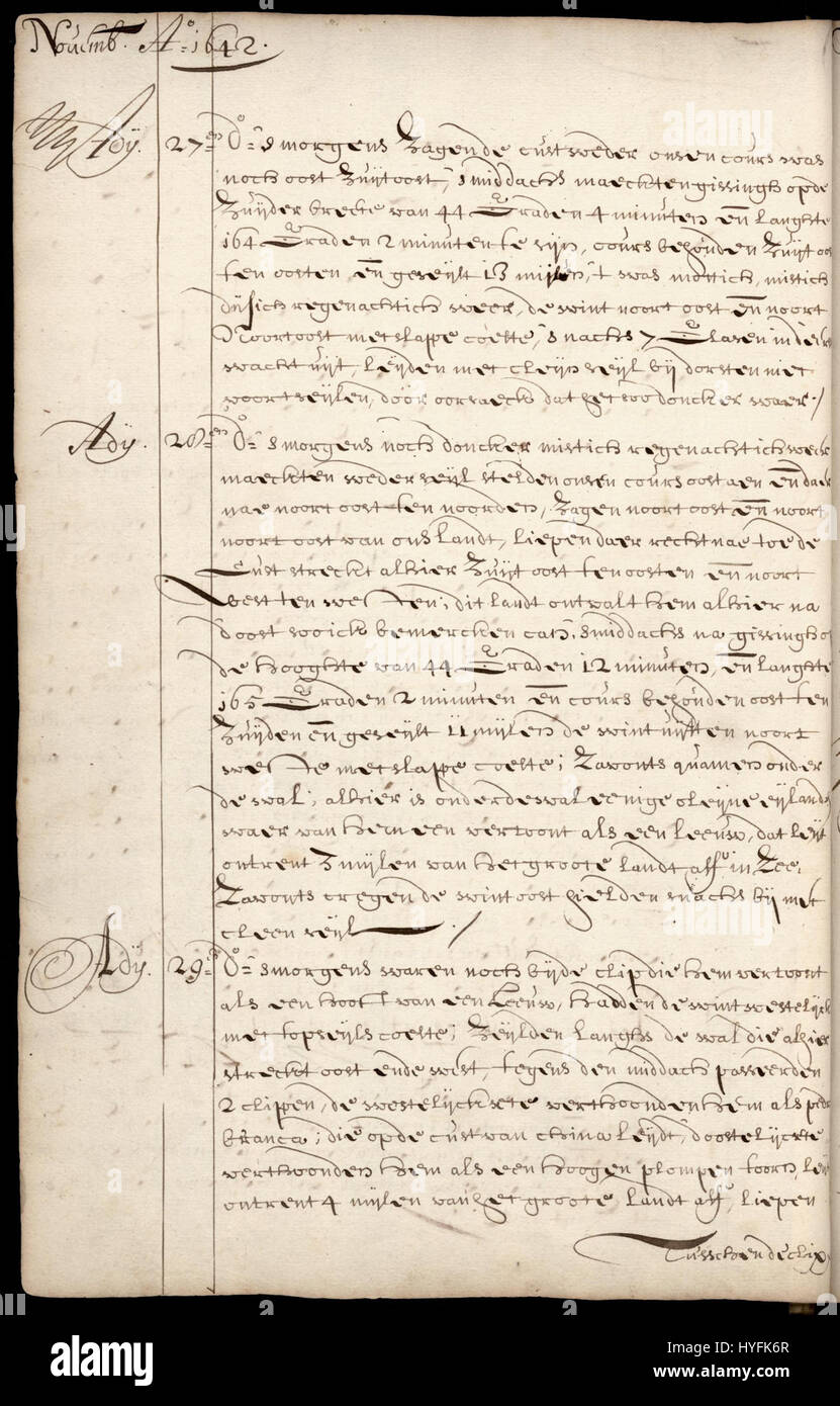 This document, the 'Scheepsjournaal' or ship's journal of Abel Tasman ...