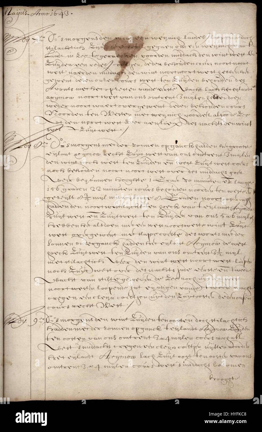 The Scheepsjournaal (Ship's Journal) of Abel Tasman, dated 27, details ...