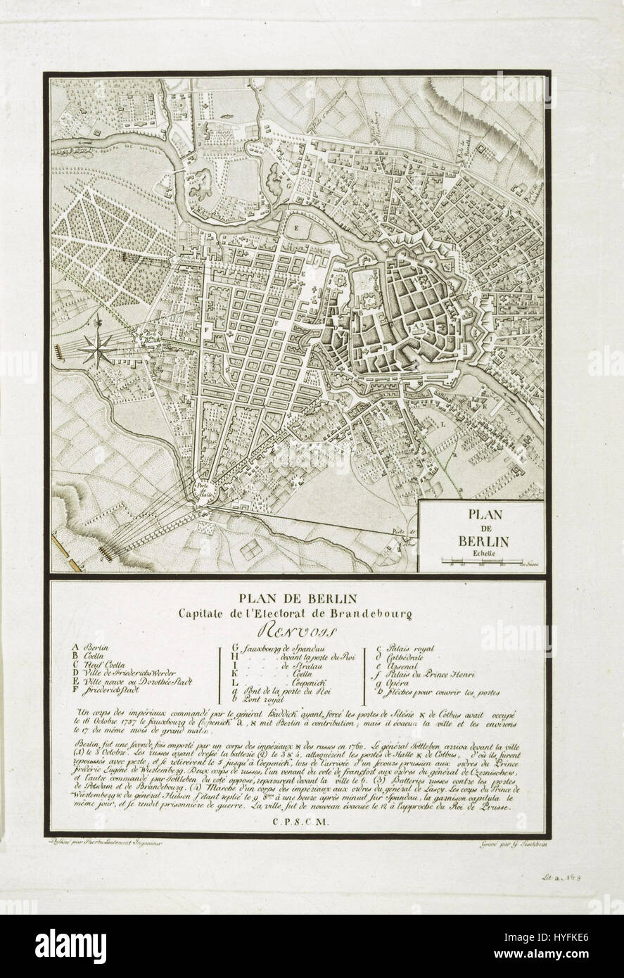 A historical map titled 'Plan de Berlin' created by Tischbein in 1748 ...