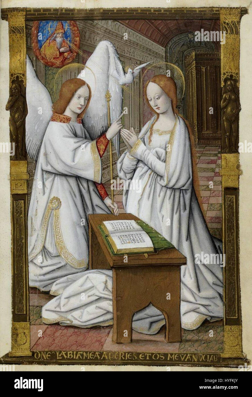 The 'Annonciation' artwork represents the biblical scene of the ...