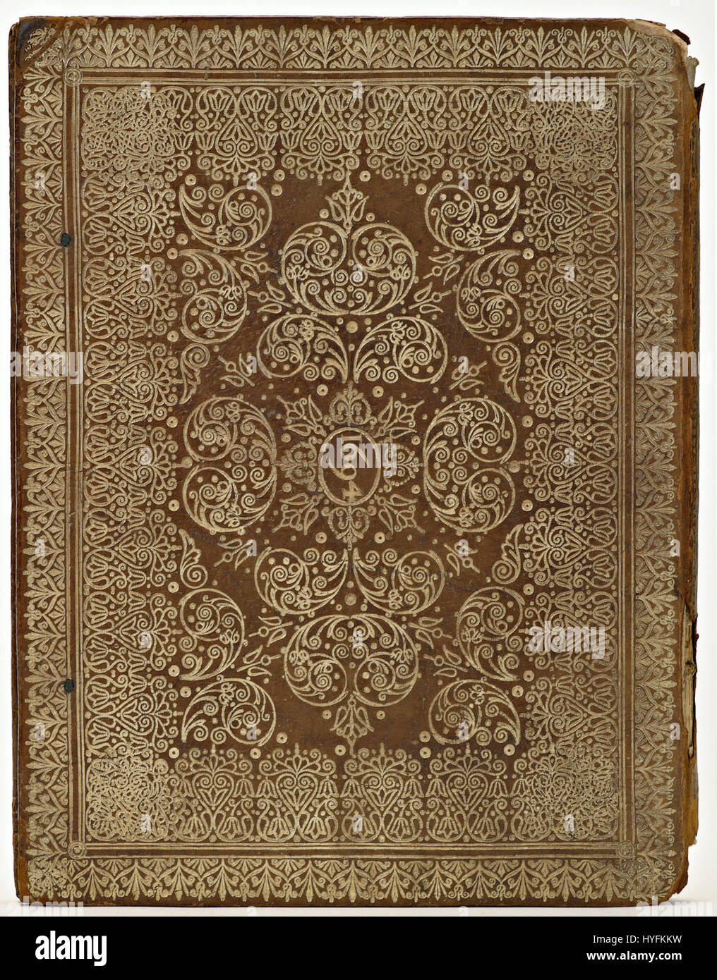 This historical artifact, a band made of yellow-brown calfskin, serves ...