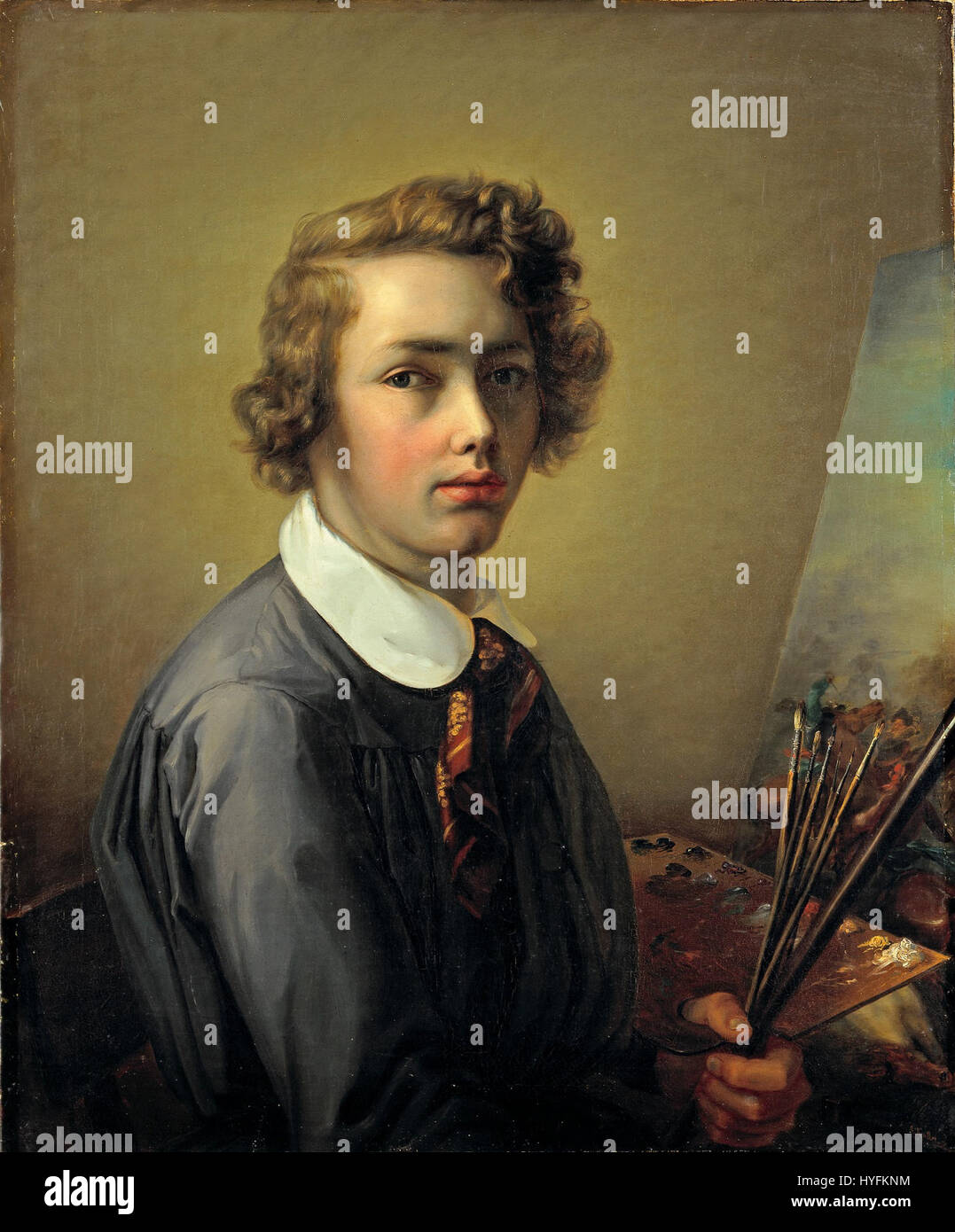 Rudolf Koller Selbstbildnis mit 16 Jahren, an der Staffelei (1844 Stock ...