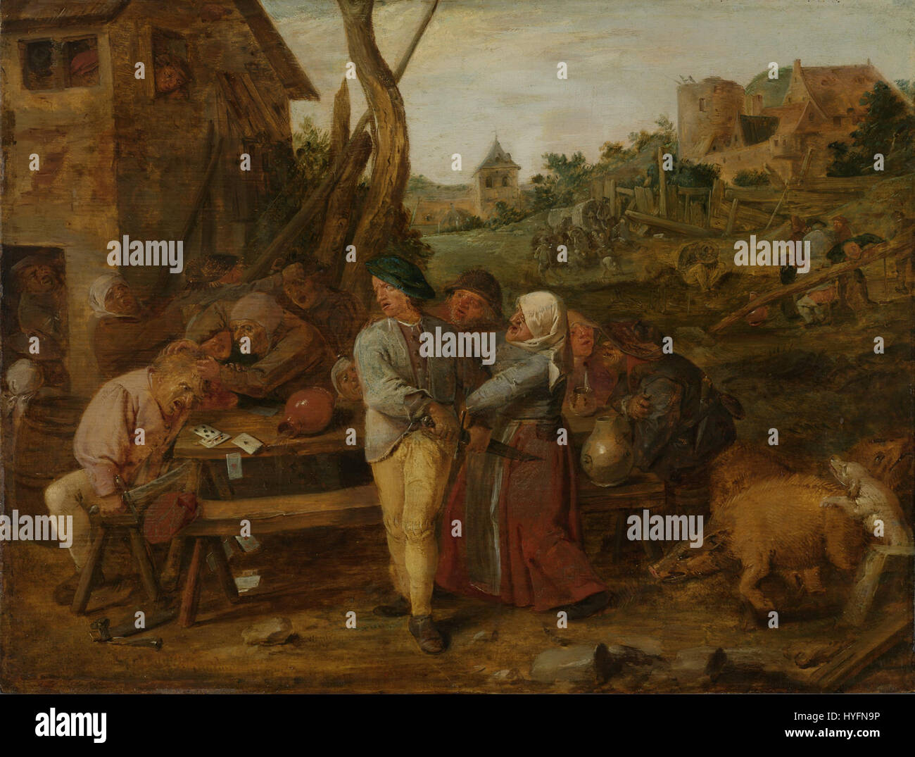 'Boerenvechtpartij' by Adriaen Brouwer depicts a chaotic scene of ...