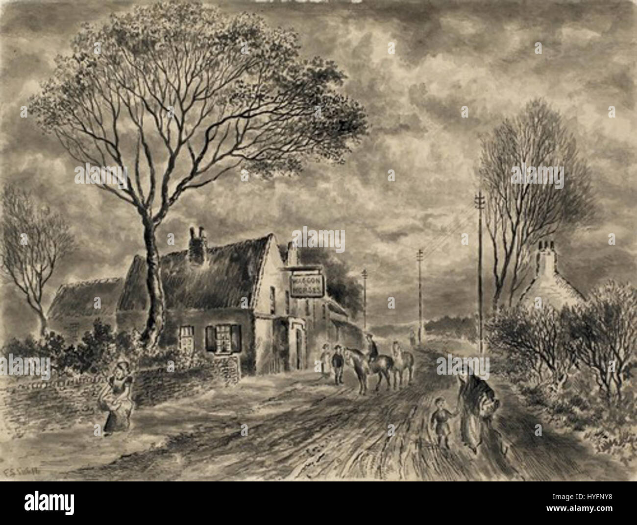 This piece depicts a view of Dunswell between 1880 and 1900, capturing ...