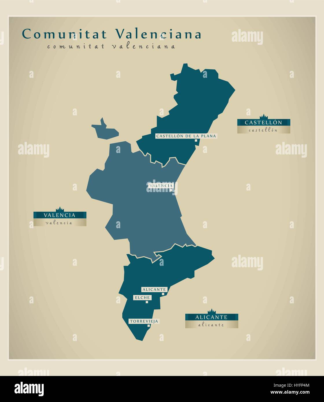 Vector map of valencia spain hi-res stock photography and images - Alamy