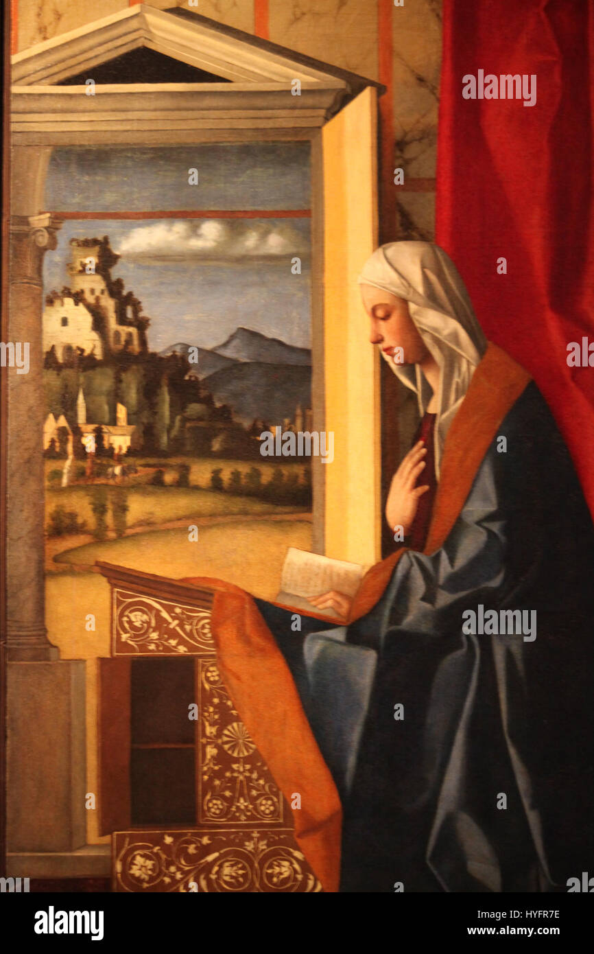 The 'Annunciata' by Giovanni Bellini is a renowned altarpiece depicting ...