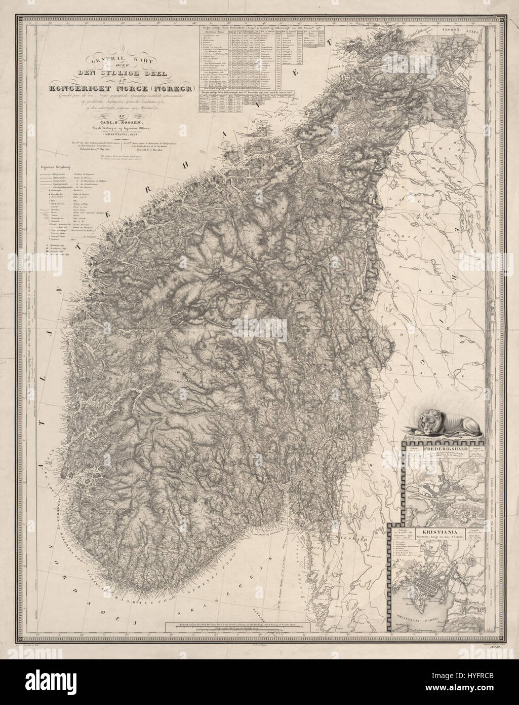 This map titled 'Den sydlige deel af kongeriget Norge' offers a ...