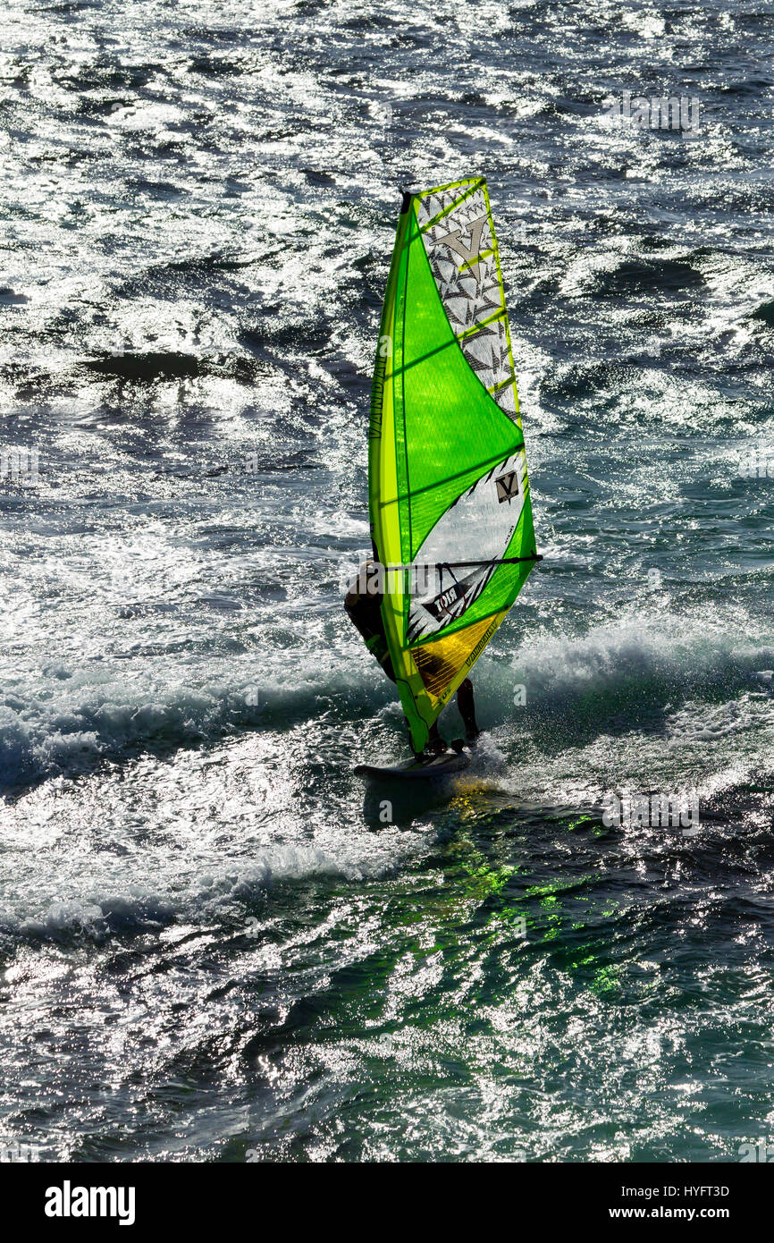 Windsurfing at surfers point south of Margaret river, South Western ...