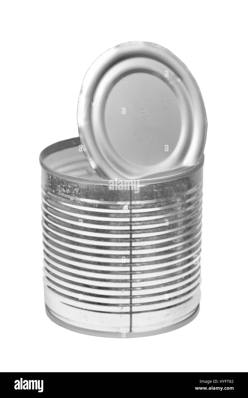Open can isolated on white background Stock Photo - Alamy