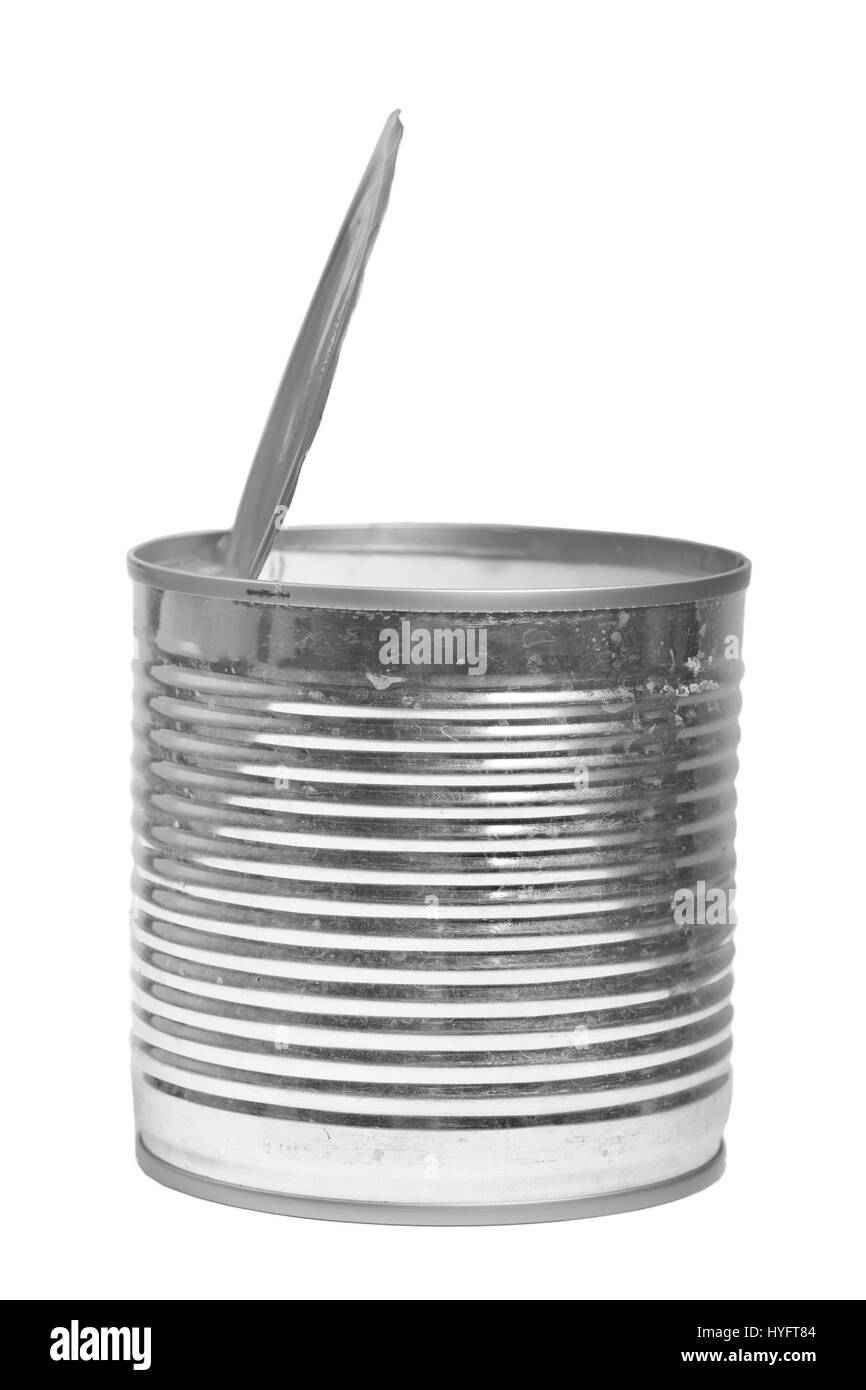 Open can isolated on white background Stock Photo - Alamy