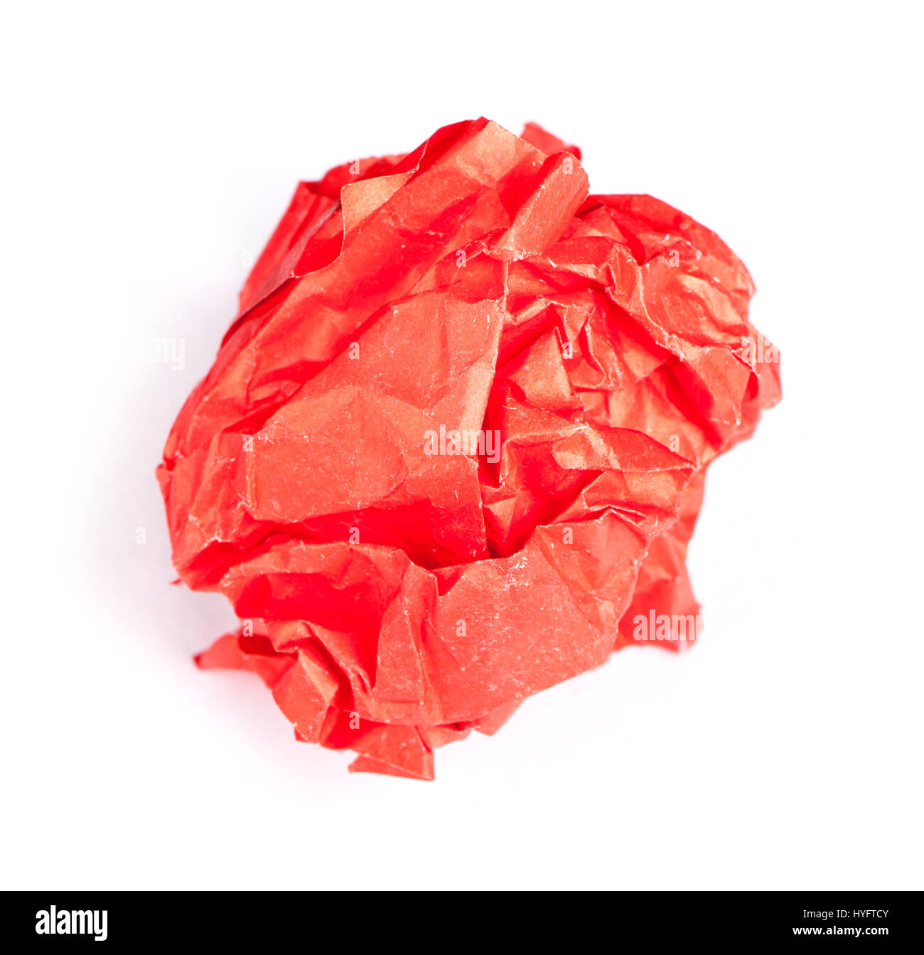 Screwed up piece of red paper isolated on white background Stock Photo ...
