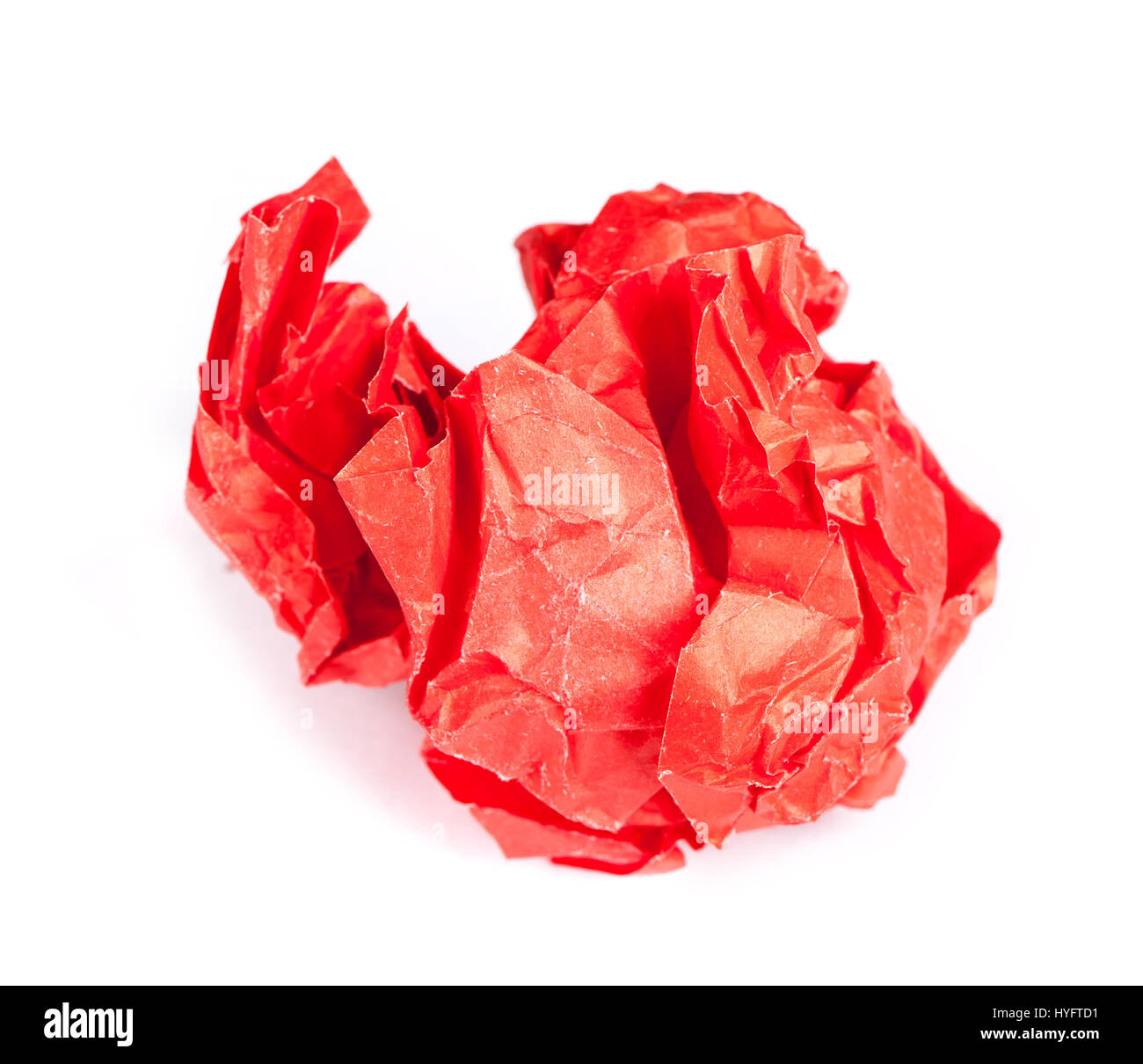 Screwed up piece of red paper isolated on white background Stock Photo ...