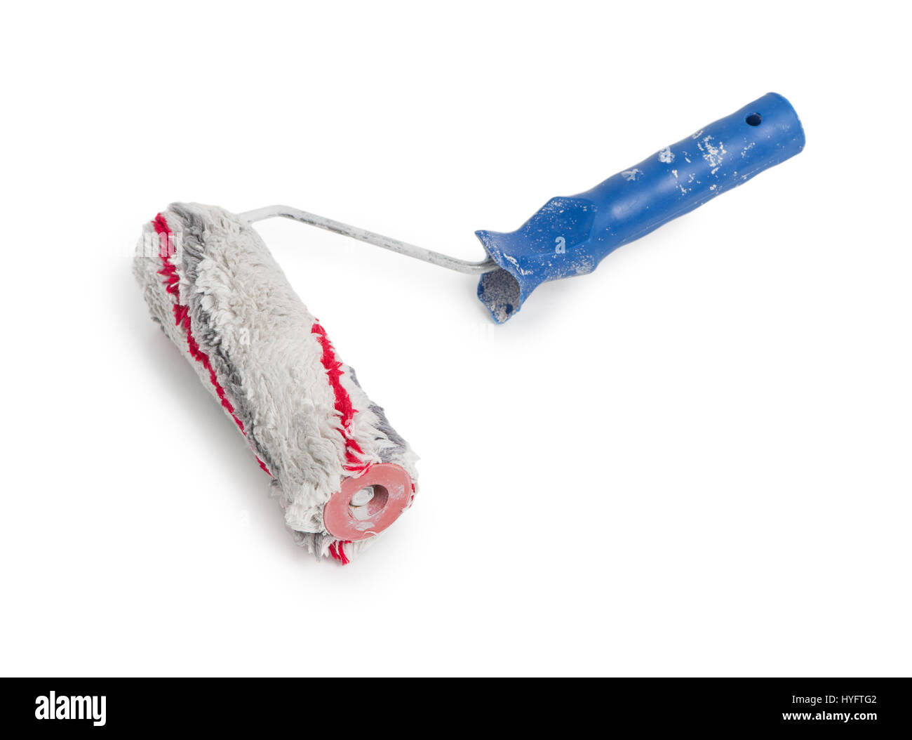 Used paint roll isolated on white background Stock Photo - Alamy