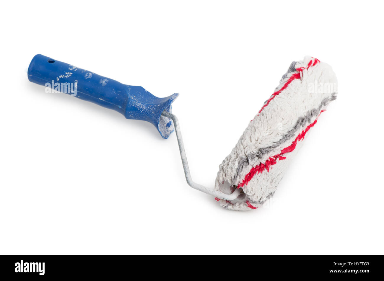 Used paint roll isolated on white background Stock Photo - Alamy