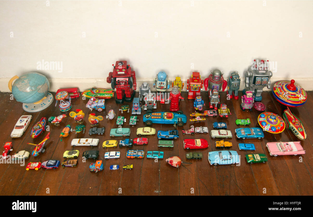 a large collection ofvintage tin toys Stock Photo - Alamy