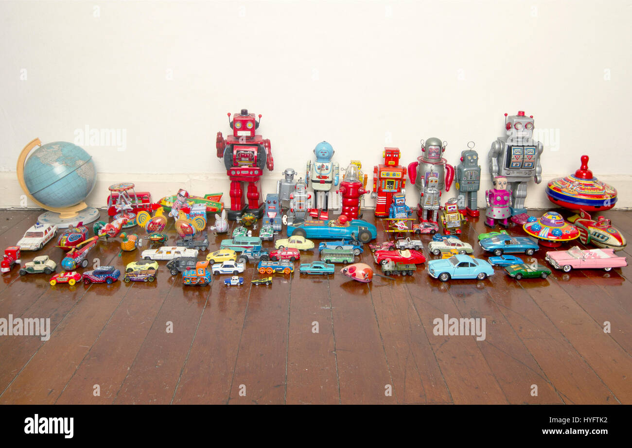 a large collection ofvintage tin toys Stock Photo - Alamy