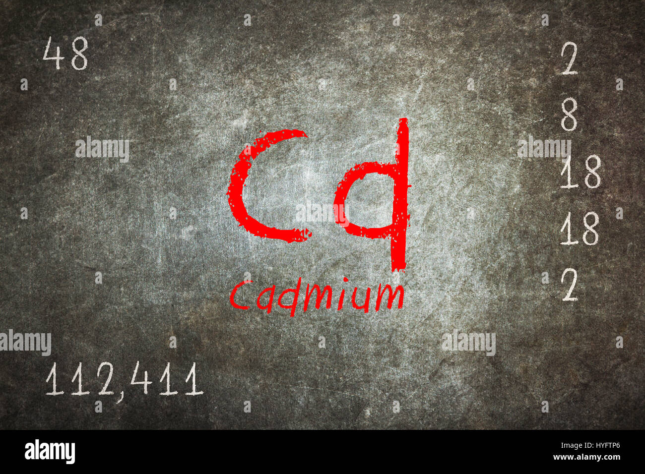 Isolated blackboard with periodic table, Cadmium, Chemistry Stock Photo ...