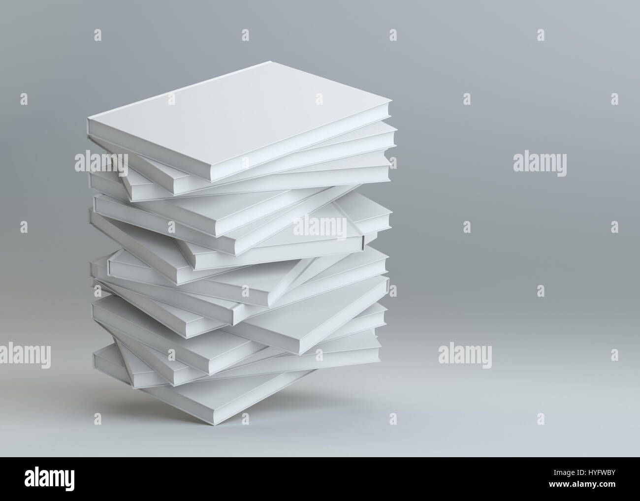Stack of white empty books on gray background Stock Photo - Alamy