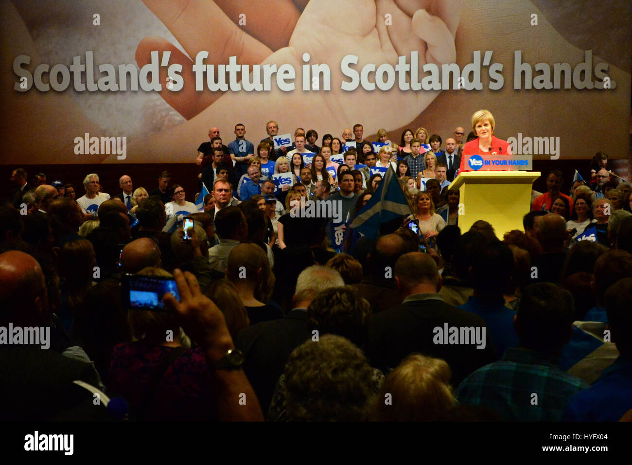 Scotland's Deputy First Minister Nicola Sturgeon addresses a Yes ...