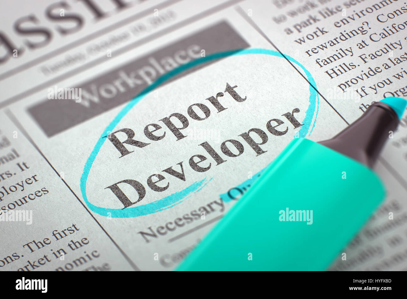Job Opening Report Developer. 3d Stock Photo - Alamy