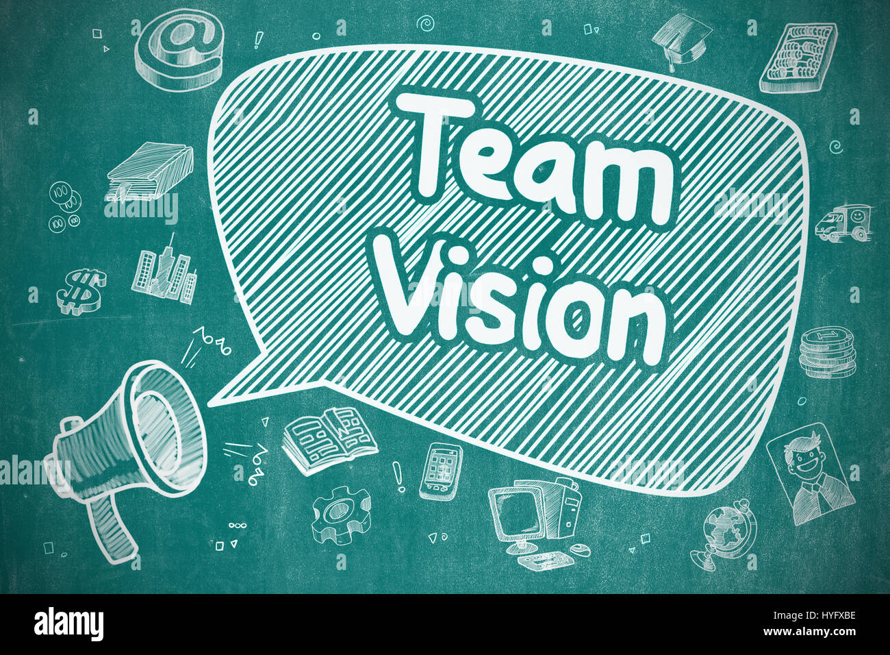 Team Vision - Doodle Illustration on Blue Chalkboard Stock Photo - Alamy