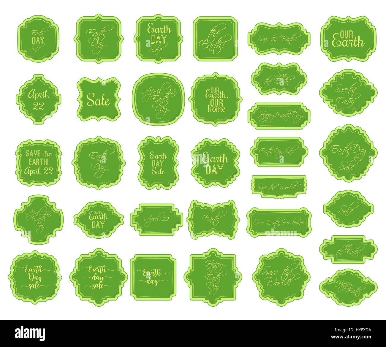 April 22 world earth day borders and frames on white Stock Vector Image ...