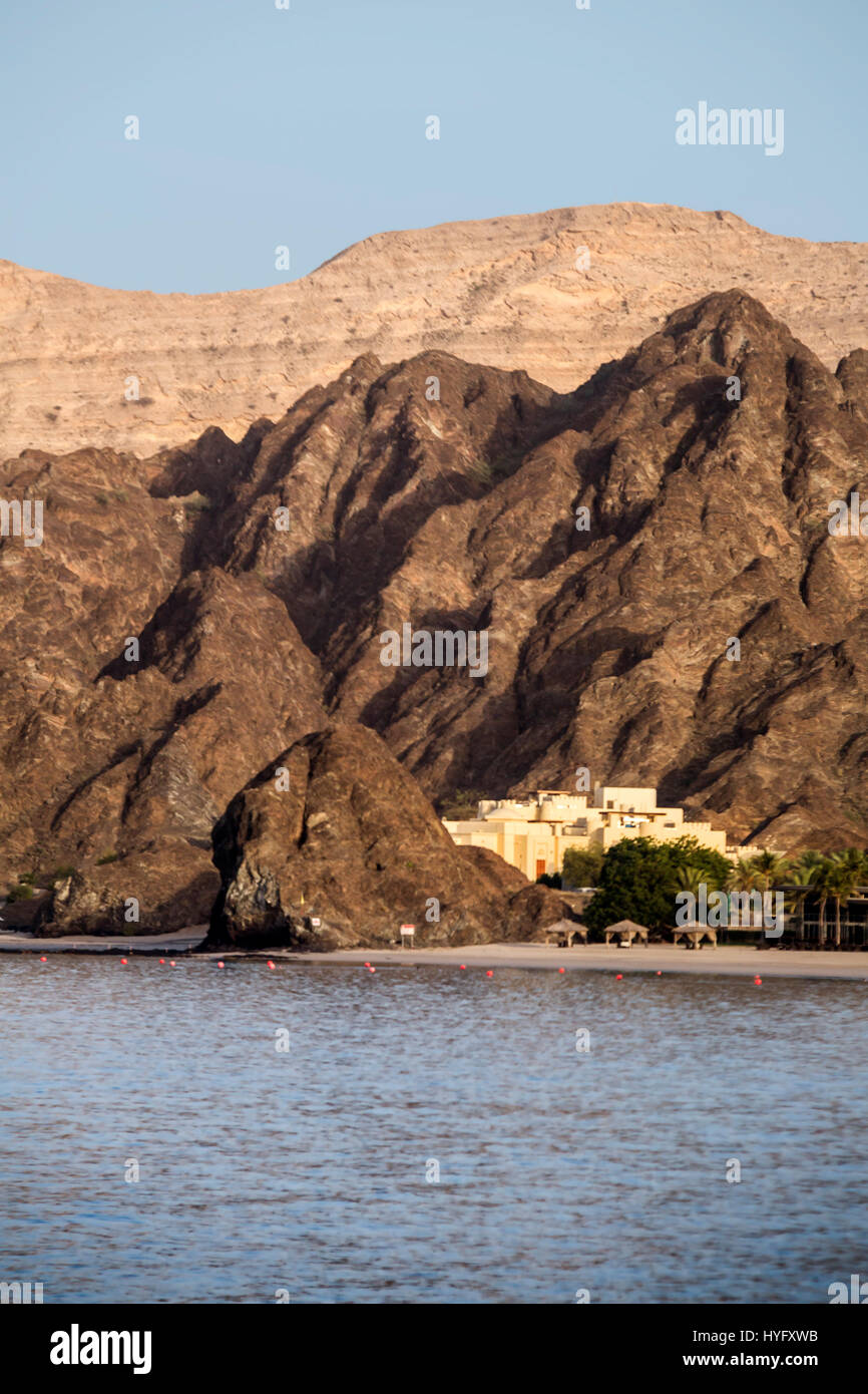 Oman sea, mountains and small town Stock Photo - Alamy