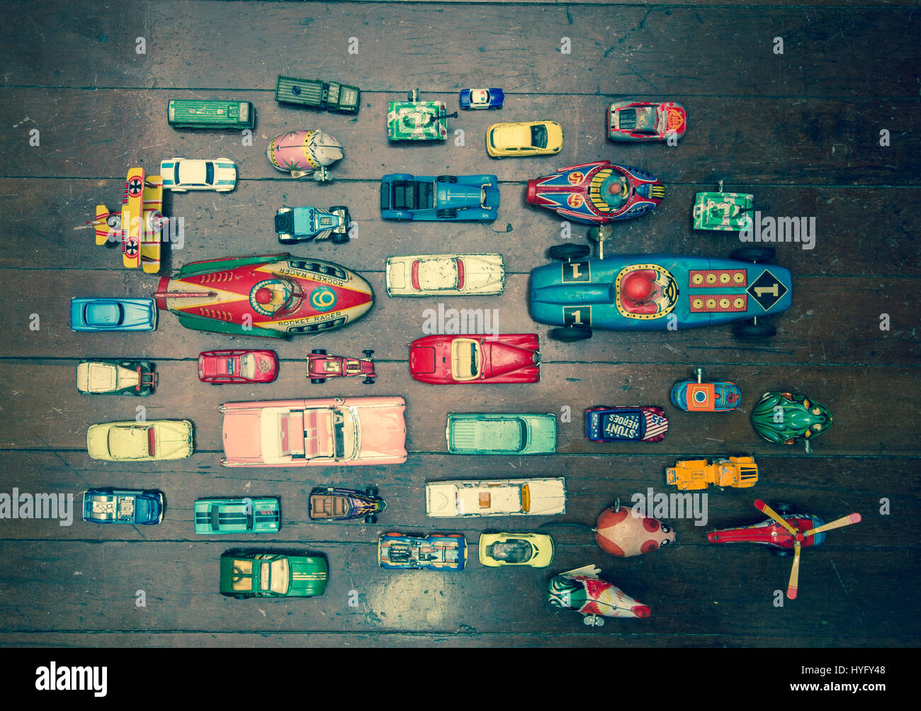 a large collection of vintage tin toys Stock Photo - Alamy