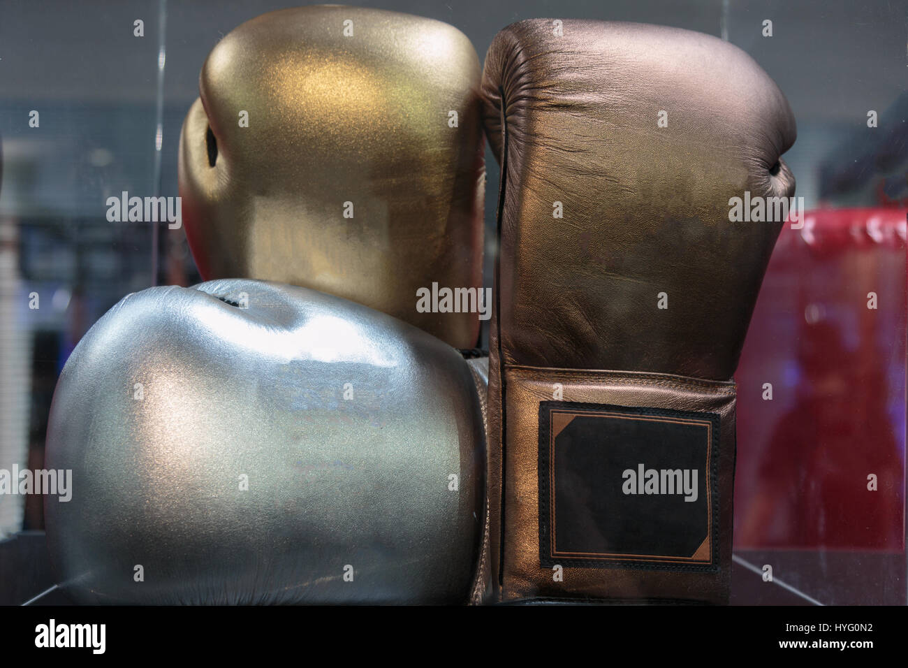 Golden, Silver and Bronze Leather Boxing Gloves Stock Photo - Alamy