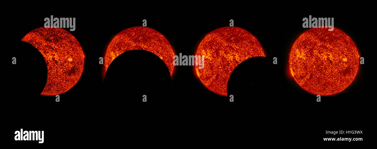 Solar eclipse phases - Elements of this image are furnished by NASA ...