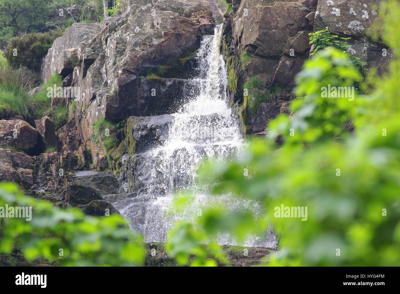 Rhiwargor Waterfall near Lake Vyrnwy, Llanwddyn, Wales UK Stock Photo ...