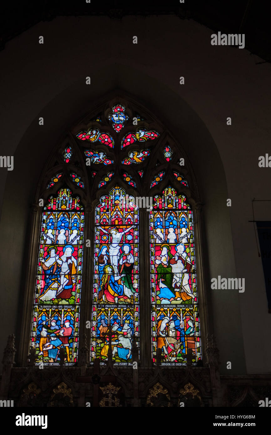 Stained Glass Window in St Mary's Church in Micheldever Stock Photo - Alamy