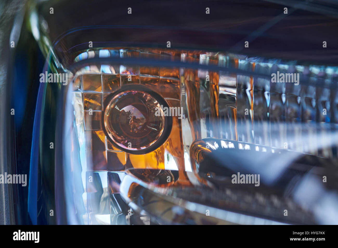 Orange car lamp of head light. Yellow bulb of front headlight Stock ...