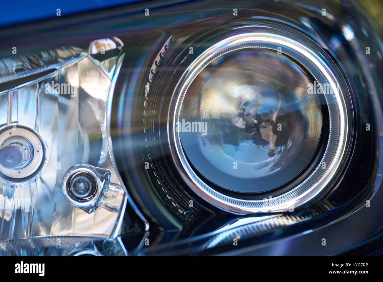 Lens in led new car optic close-up. Detail of led head light Stock ...