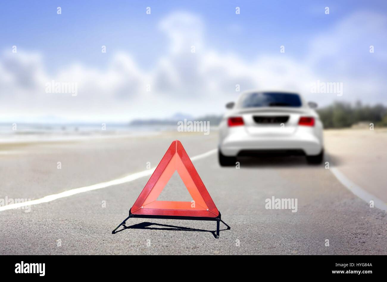 Car emergency stop at road side Stock Photo - Alamy